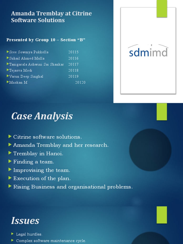 Amanda Tremblay at Citrine Software Solutions: Presented by Group 10 ...