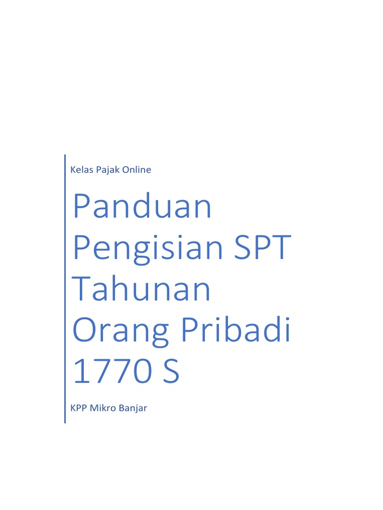Panduan Pengisian SPT Tahunan 1770 S | PDF | Pengelolaan Keuangan & Uang