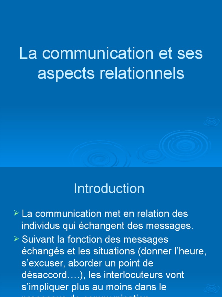 La Communication Et Ses Aspects Relationnels | PDF | la communication ...