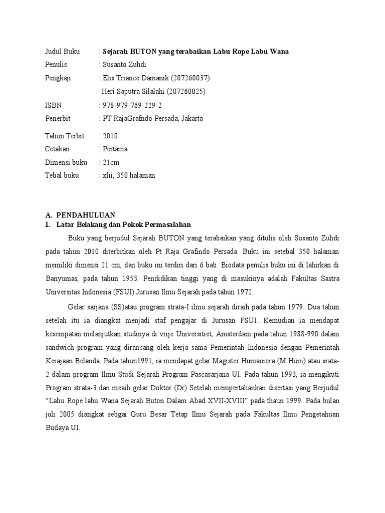 Review Buku Sejarah Buton Yang Terabaikan (Heri Dan Elic) | PDF