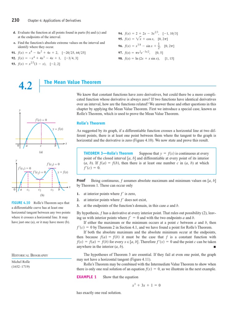 Rolles Theorem Mean Value Theorem | Download Free PDF | Derivative ...