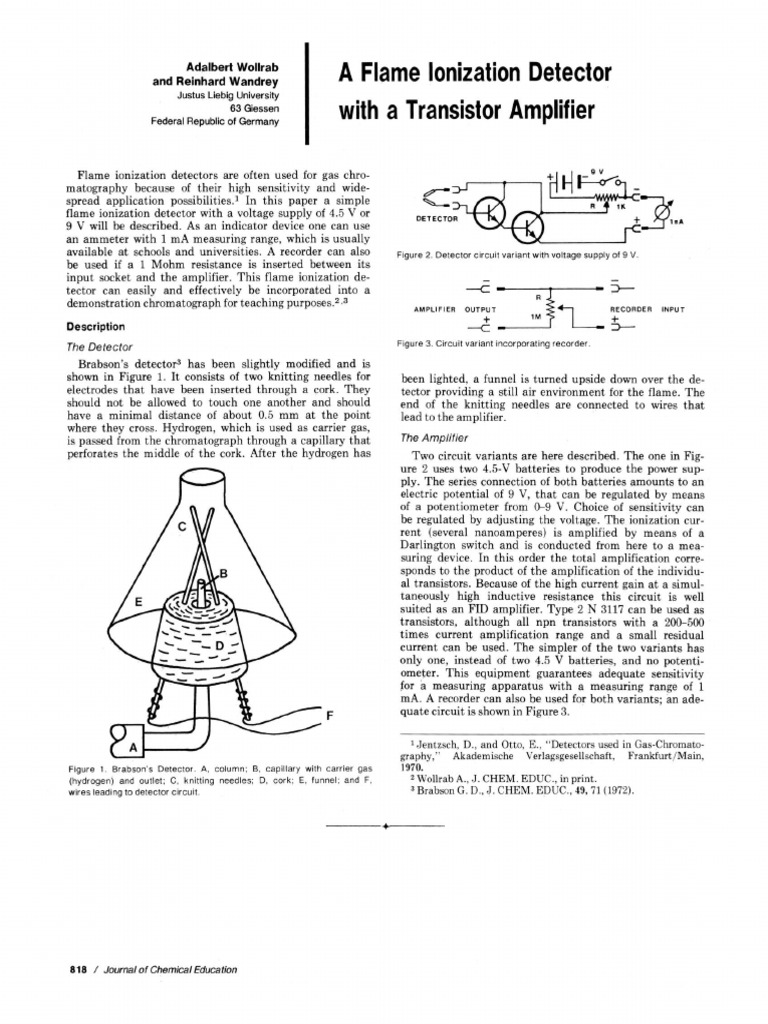A Flame Ionization Detector With A Transistor Amplifier | PDF ...