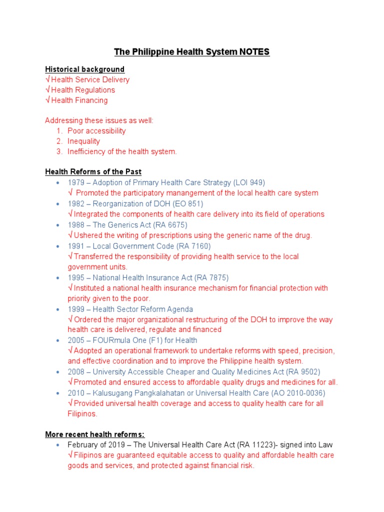 Philippine Health System Reforms Overview | PDF | Health Care | Health ...