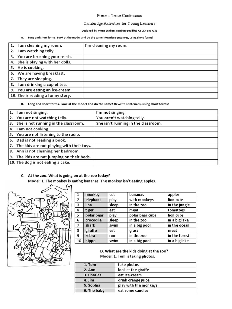 I'm Not Singing.: A. Long and Short Forms. Look at The Model and Do The ...