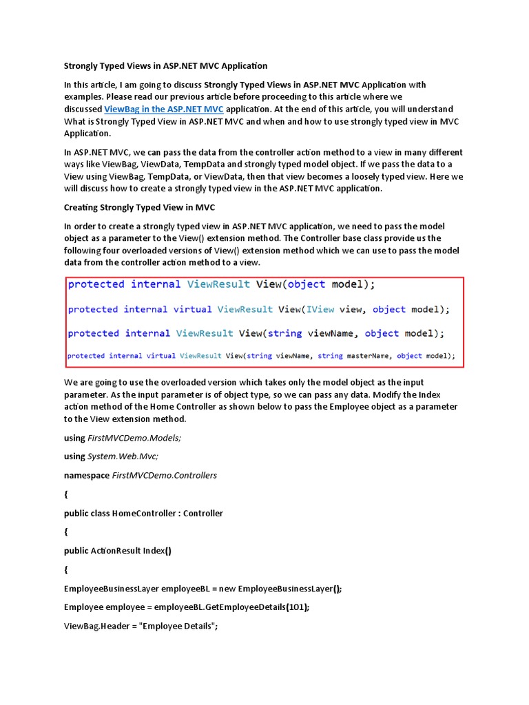 Strongly Typed Views in ASP | Download Free PDF | Parameter (Computer Programming) | Active ...