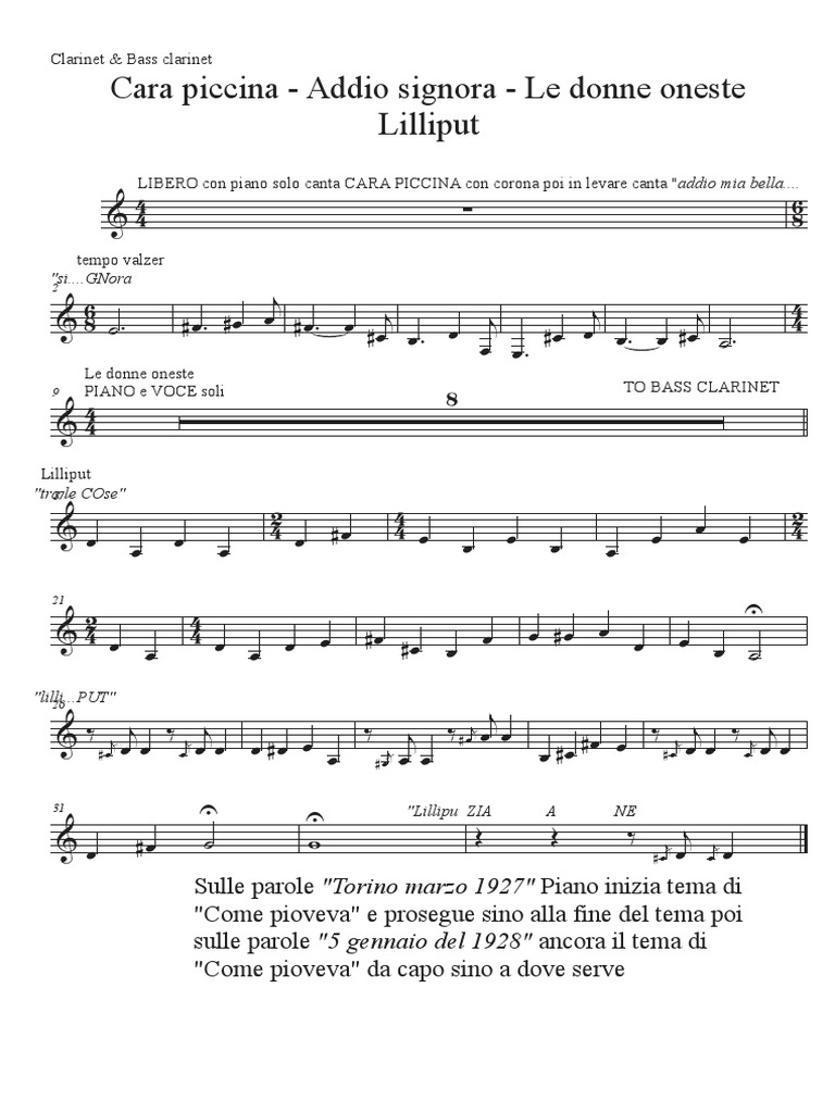 Cara Piccina - Addio Signora - Score | PDF