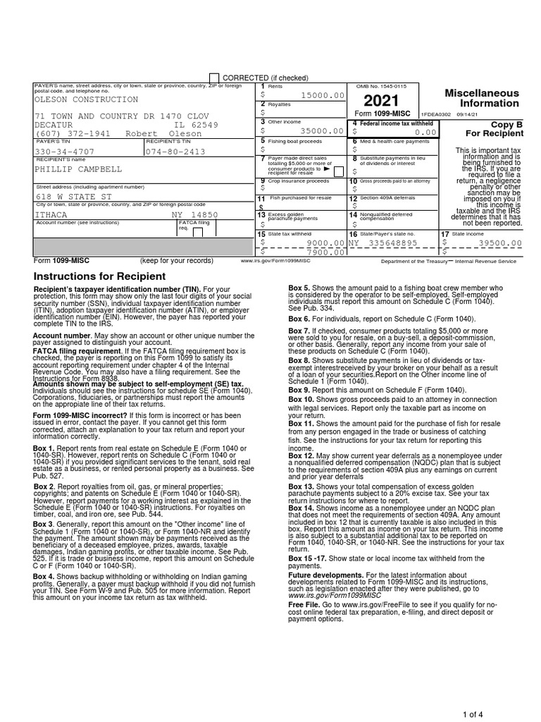 Miscellaneous Information: Copy B For Recipient | Download Free PDF ...
