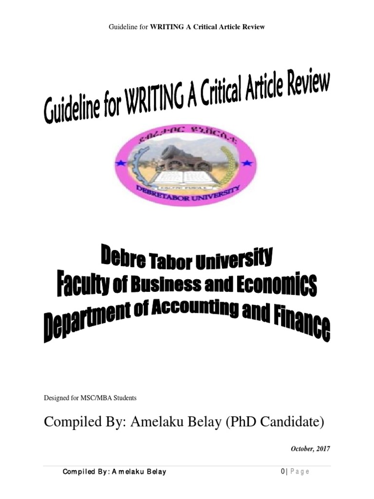 Article Review Guidelines | PDF | Argument | Evaluation