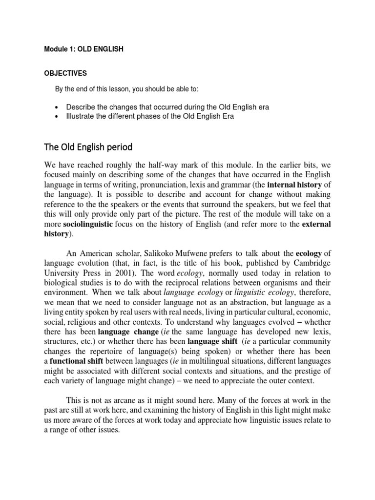 Module 1: The Development of Old English | PDF | Anglo Saxons | English ...