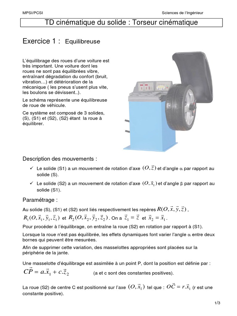 Cinématique Des Solides 2 TD | PDF | Accélération | Mouvement de rotation