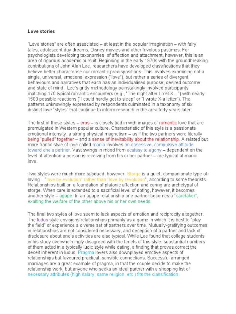 Taxonomies of Affection: Exploring Classifications of Love Styles and ...