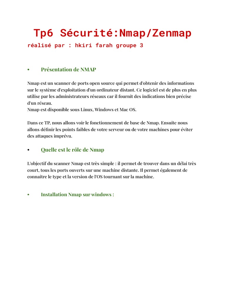 Guide d'utilisation de Nmap/Zenmap Windows | PDF | Système d ...