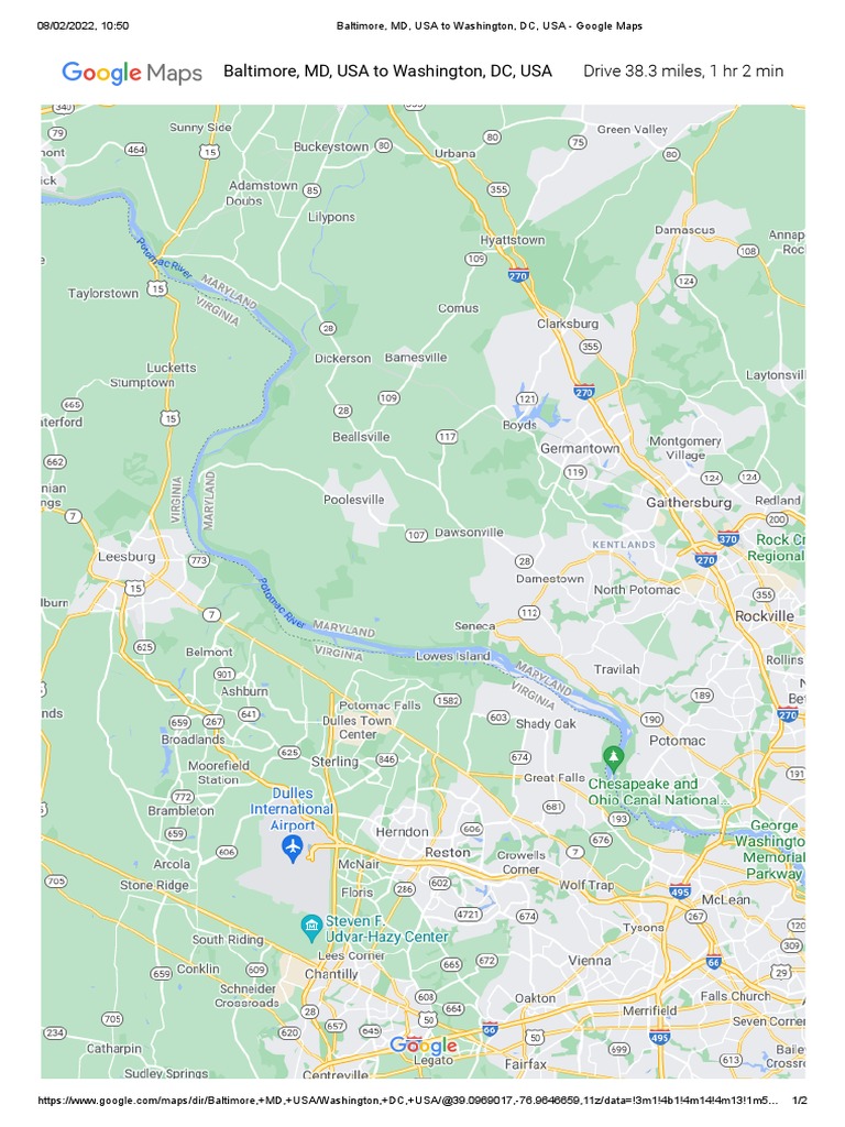 14-Baltimore, MD, USA To Washington, DC, USA - Google Maps | PDF