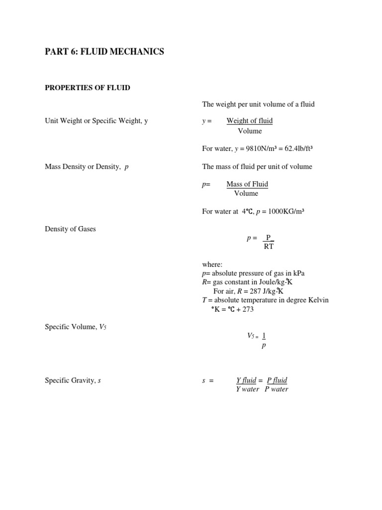 Fluid Mechanics Notes Compress | PDF | Buoyancy | Fluid Dynamics