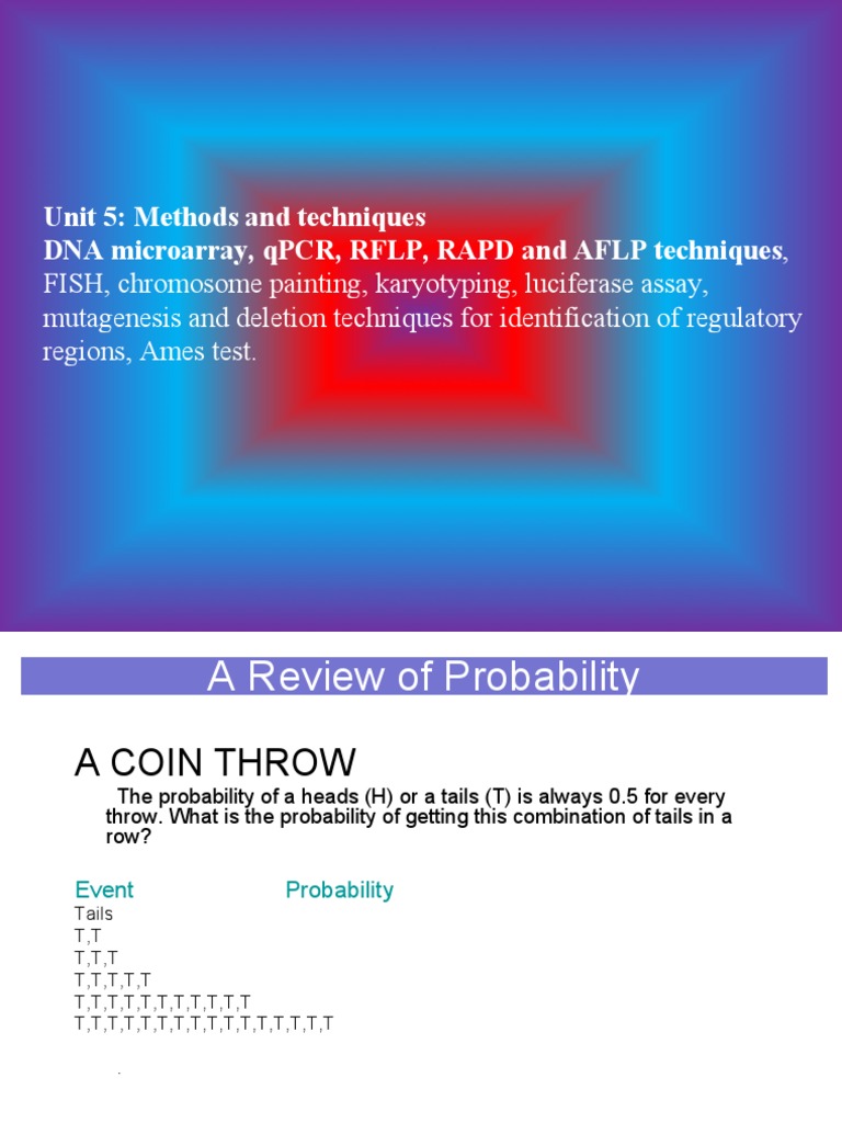 Unit 5: Methods and Techniques DNA Microarray, QPCR, RFLP, RAPD and ...