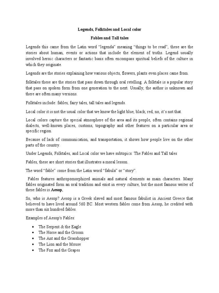 Understanding Legends and Folktales | PDF | Fable | Legends