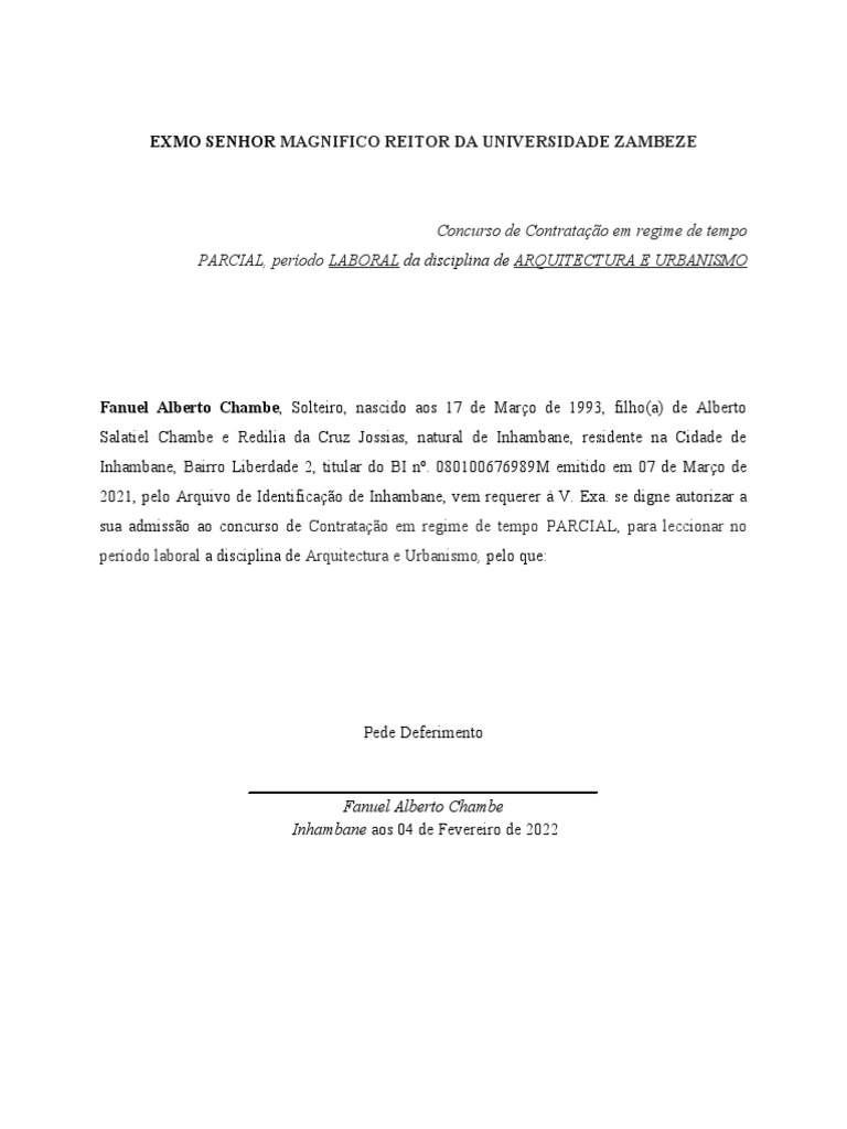 Pedido de Contratação Docente | PDF