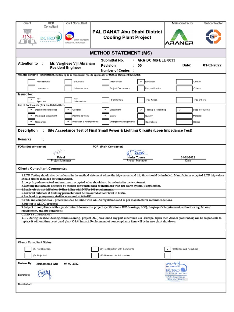SAT of Final Small Power & Lighting Circuits (GEN) | PDF | Personal ...
