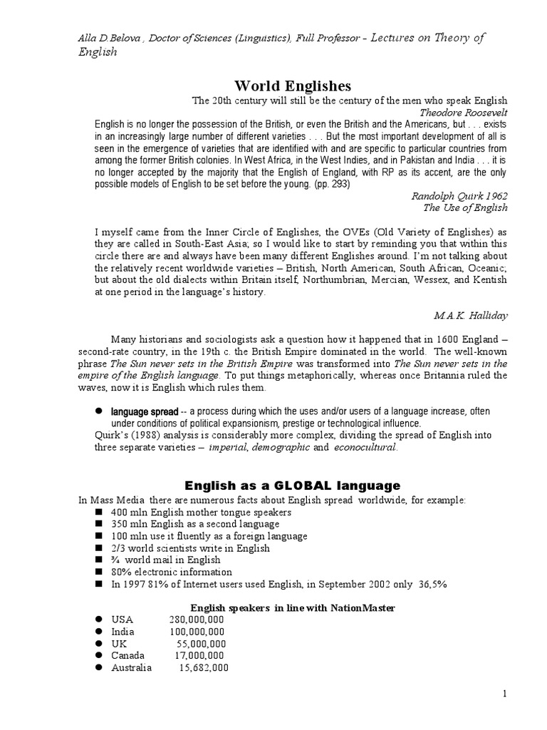 English As A GLOBAL& GLOCAL Language. World English | PDF | English ...