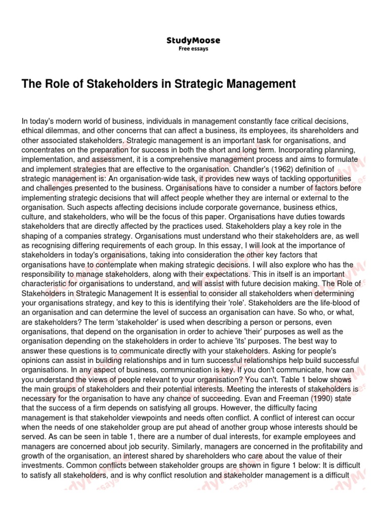 Stakeholders in Strategic Management | PDF | Strategic Management ...