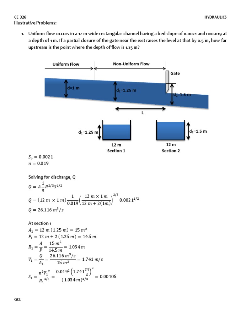 8.flow in Open Channels Non Uniform Flow Illustrative Problems | PDF ...