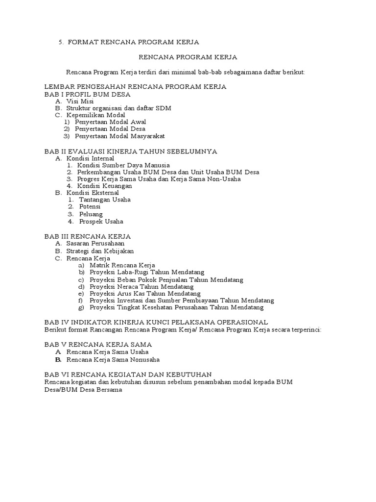 5 Rencana Program Kerja | PDF