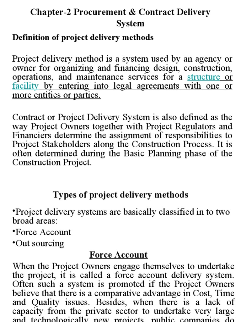 Chapter-2 Procurement & Contract Delivery System | PDF
