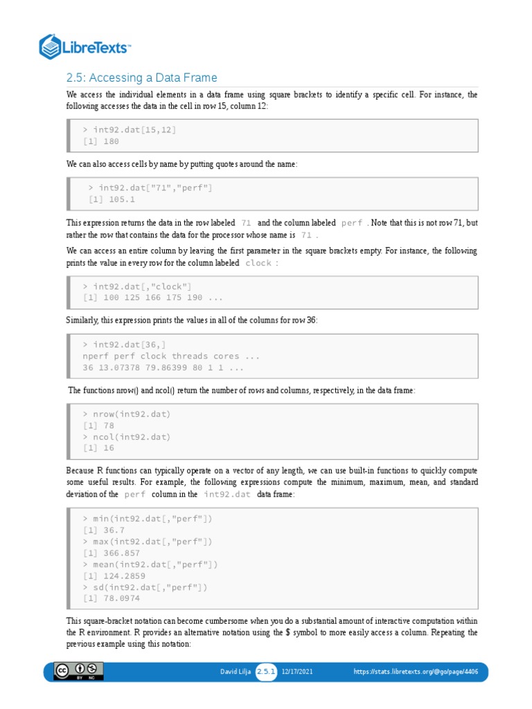 Accessing A Data Frame | PDF | Array Data Structure | Software Engineering