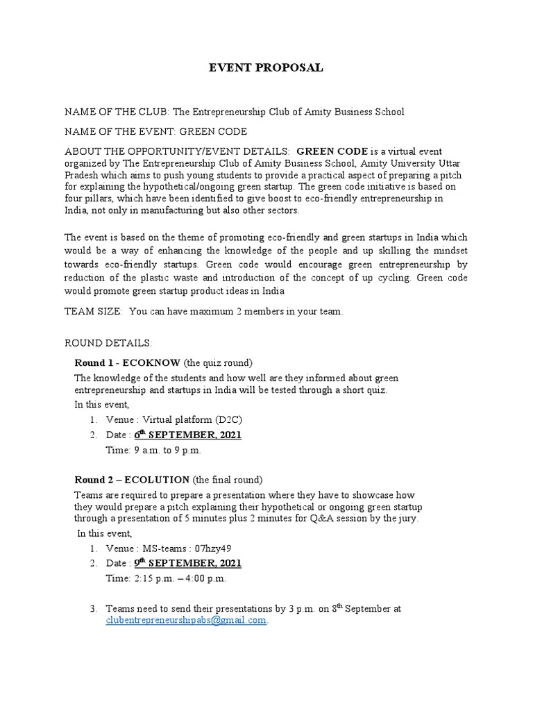 Event Proposal: Round 1 - ECOKNOW (The Quiz Round) | PDF | Startup ...