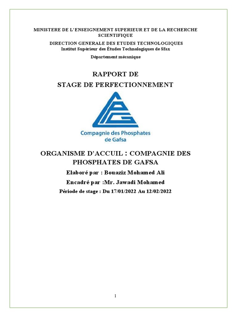 Rapport de Stage 1 | PDF