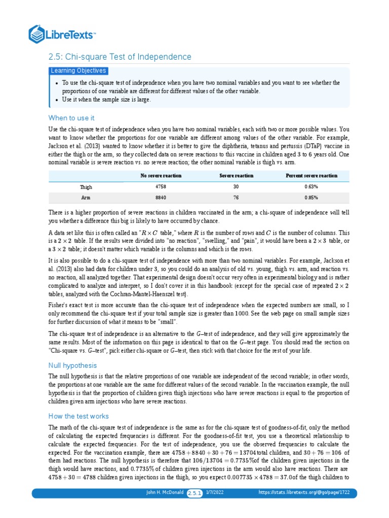 Chi-Square Test of Independence | PDF | Statistical Hypothesis Testing ...