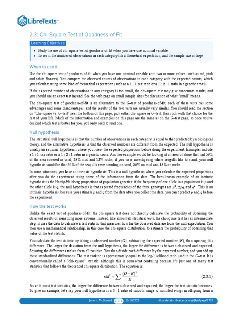 Chi-Square Test of Goodness-of-Fit | PDF | Statistical Hypothesis ...