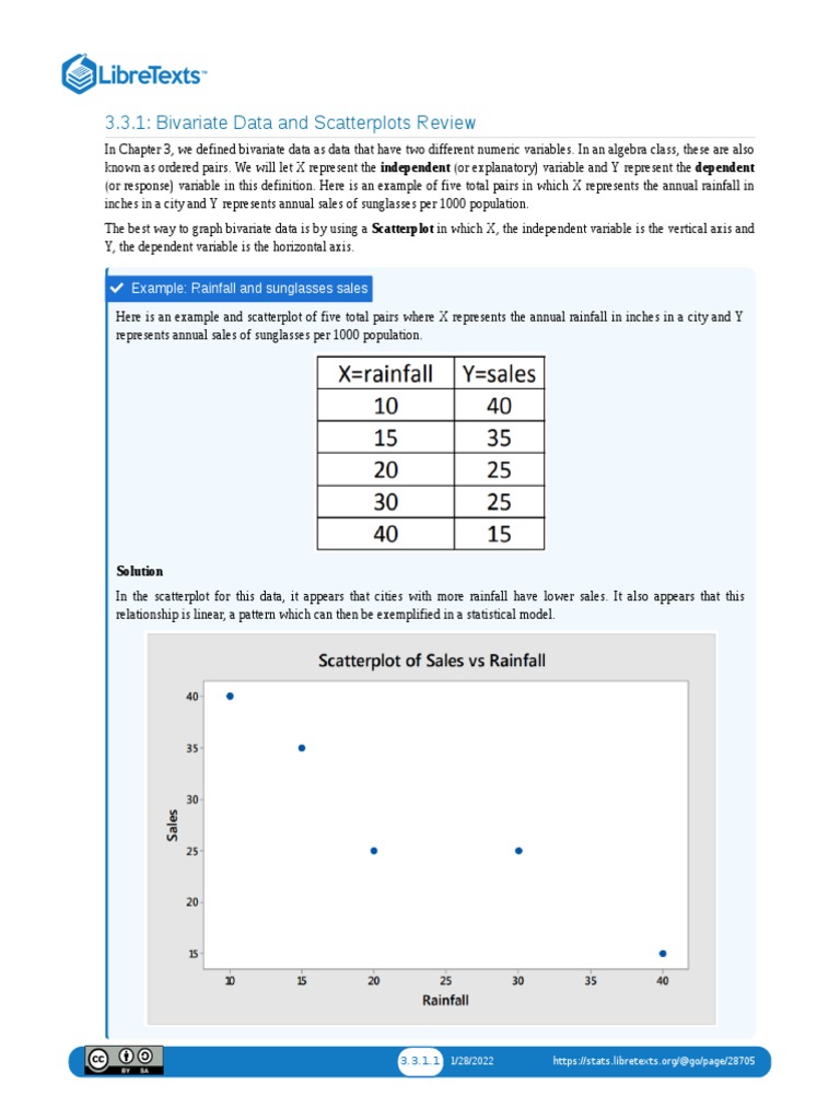 Bivariate Data and Scatterplots Review | PDF