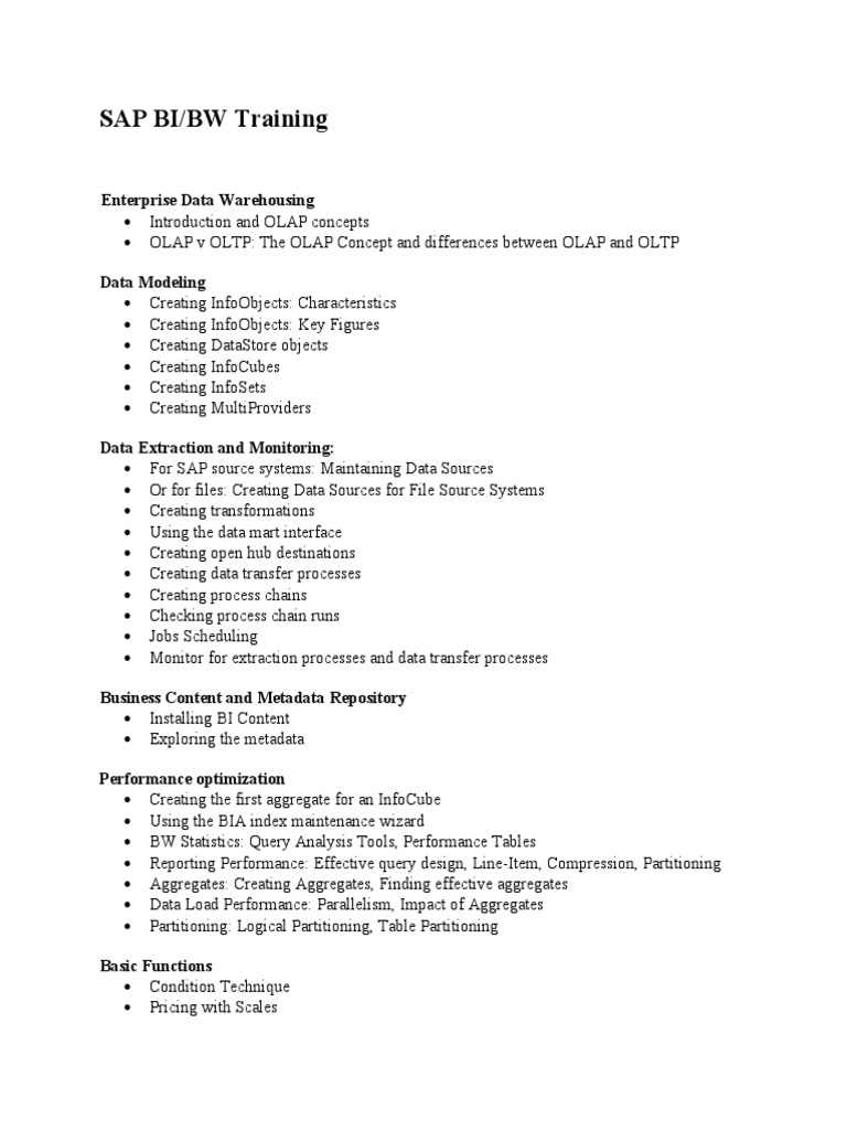 SAP BI/BW Training: Enterprise Data Warehousing | PDF | Data Warehouse ...