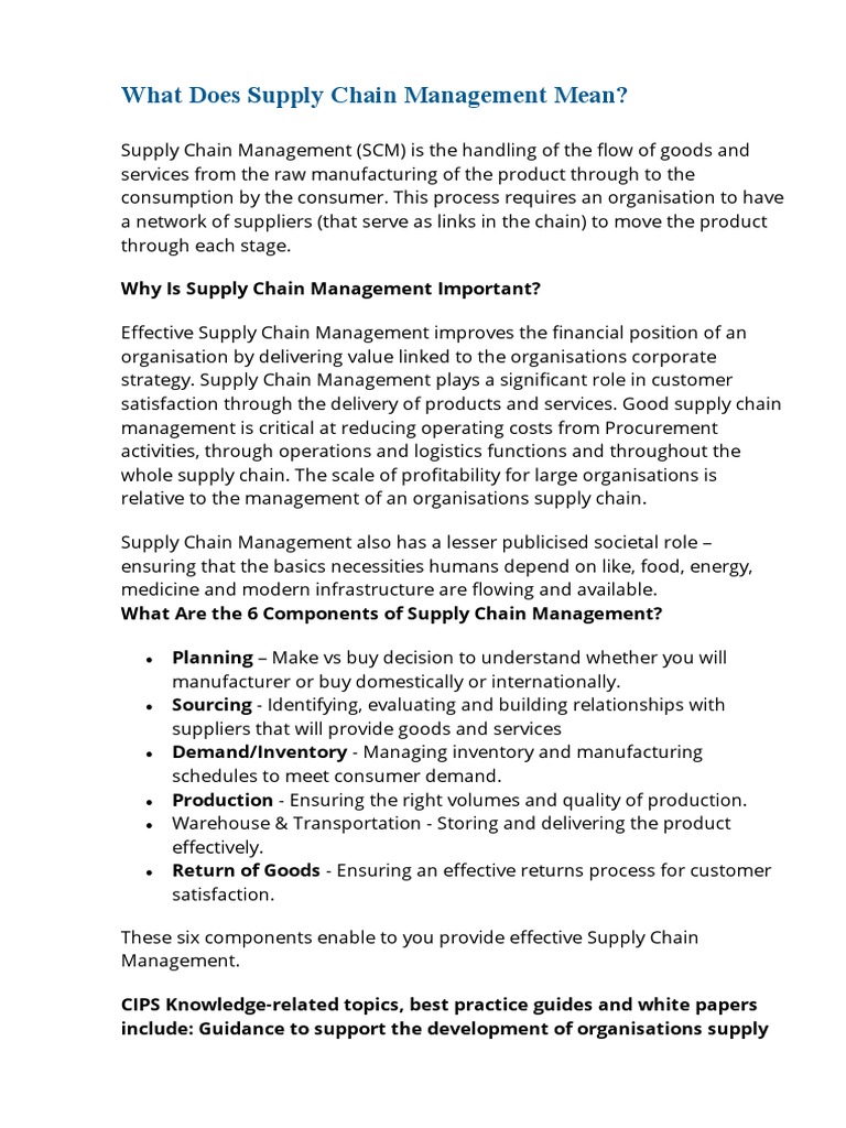 Supply Chain Management | PDF | Supply Chain Management | Supply Chain