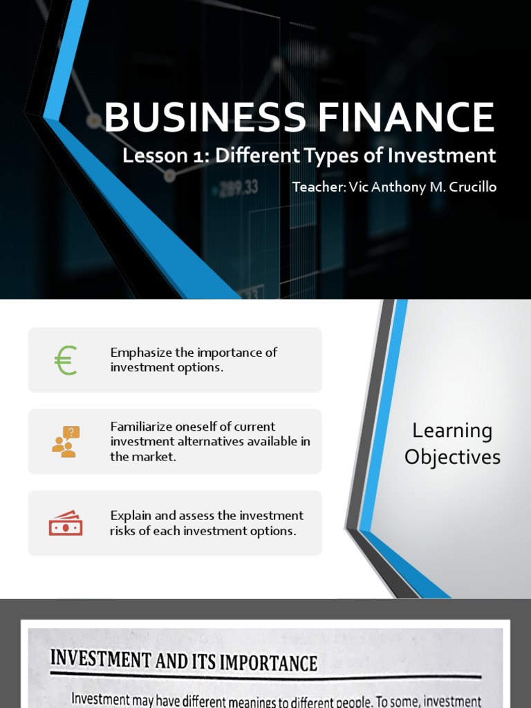 Lesson 1 - Different Types of Investment | PDF