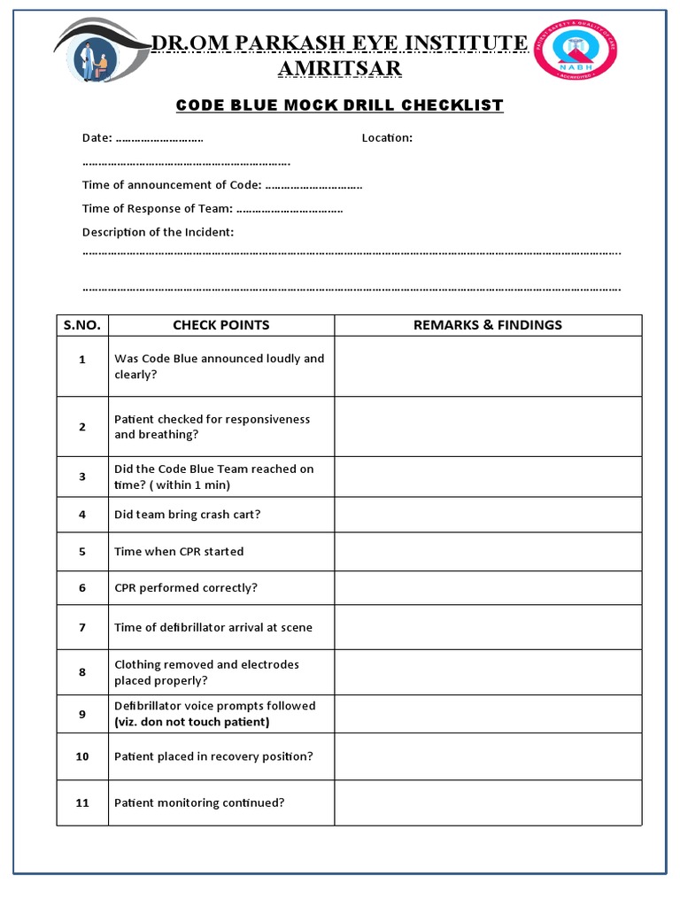 Updated Code Blue Mockdrill Sheet Pdf Cardiopulmonary Resuscitation
