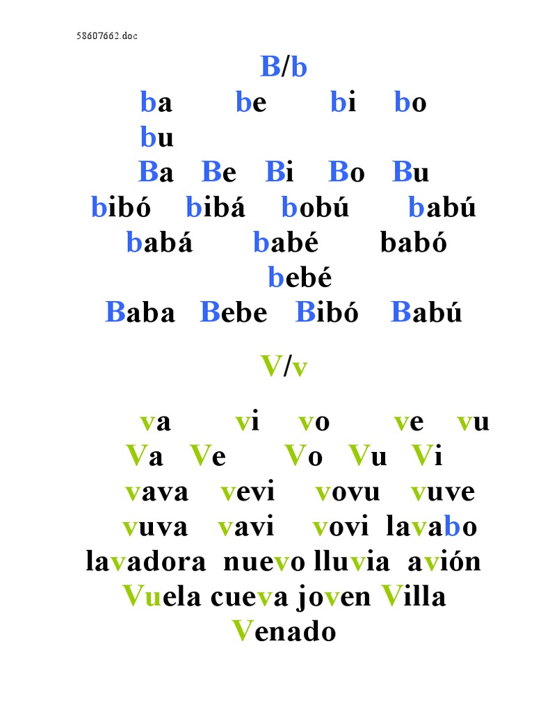 Palabras con V y B para Niños | PDF