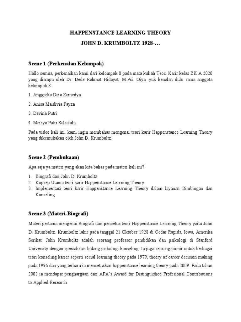 Happenstance Learning Theory | PDF