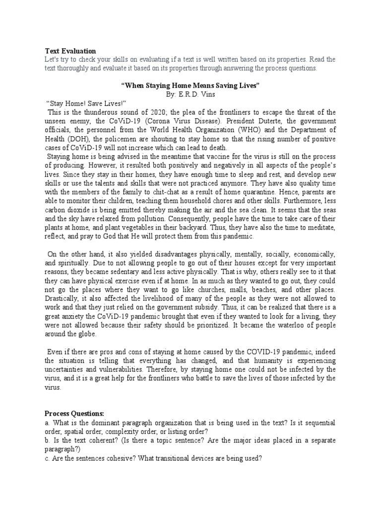 Text Evaluation | PDF | Health Sciences