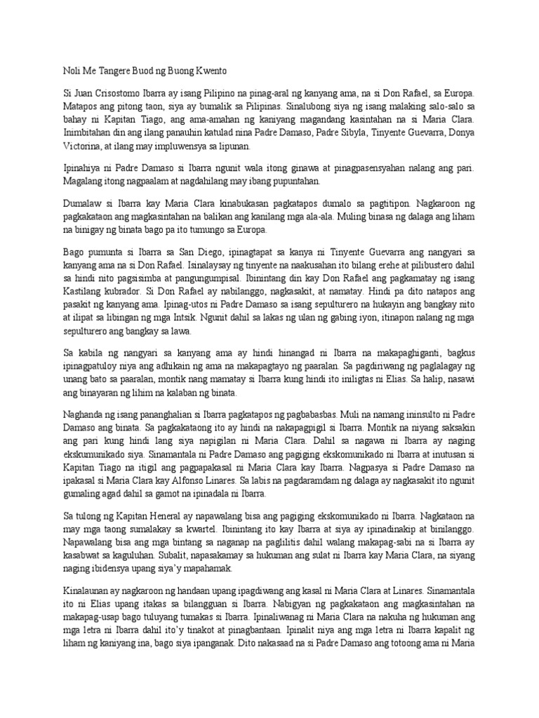 Noli Me Tangere Buod NG Buong Kwento | PDF Noli Me Tangere Buod NG Buong Kwento | PDF
