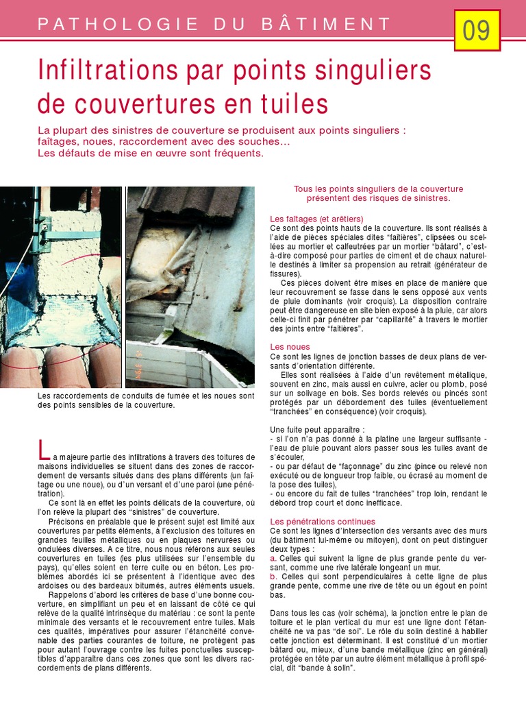 09 - Infiltrations Par Points Singuliers de Couvertures en Tuiles | PDF | Toit | Mortier (matériau)