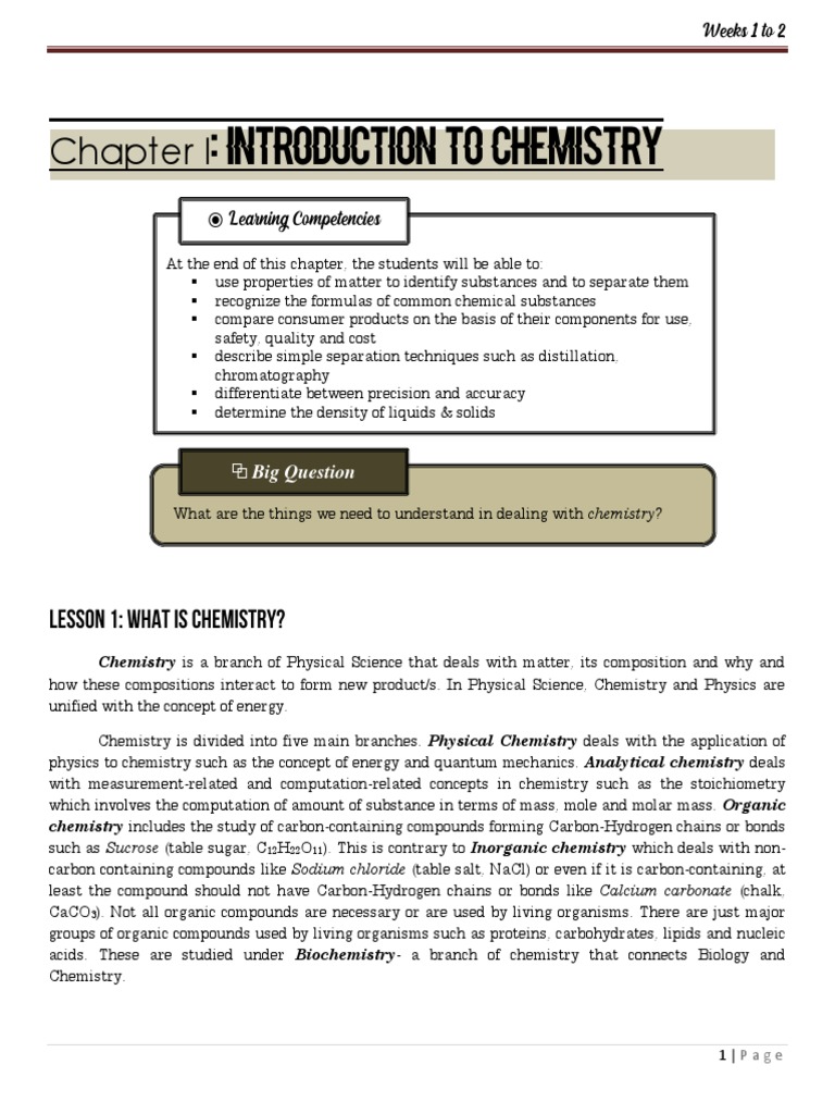 1 Chemistry Module Chapter 1 Introduction To Chemistry | PDF ...