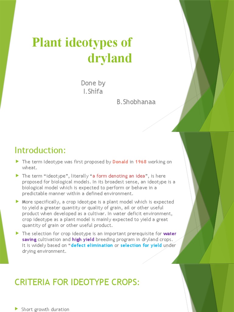 Conceptual Models for Drought Tolerant Crop Ideotypes in Dryland ...