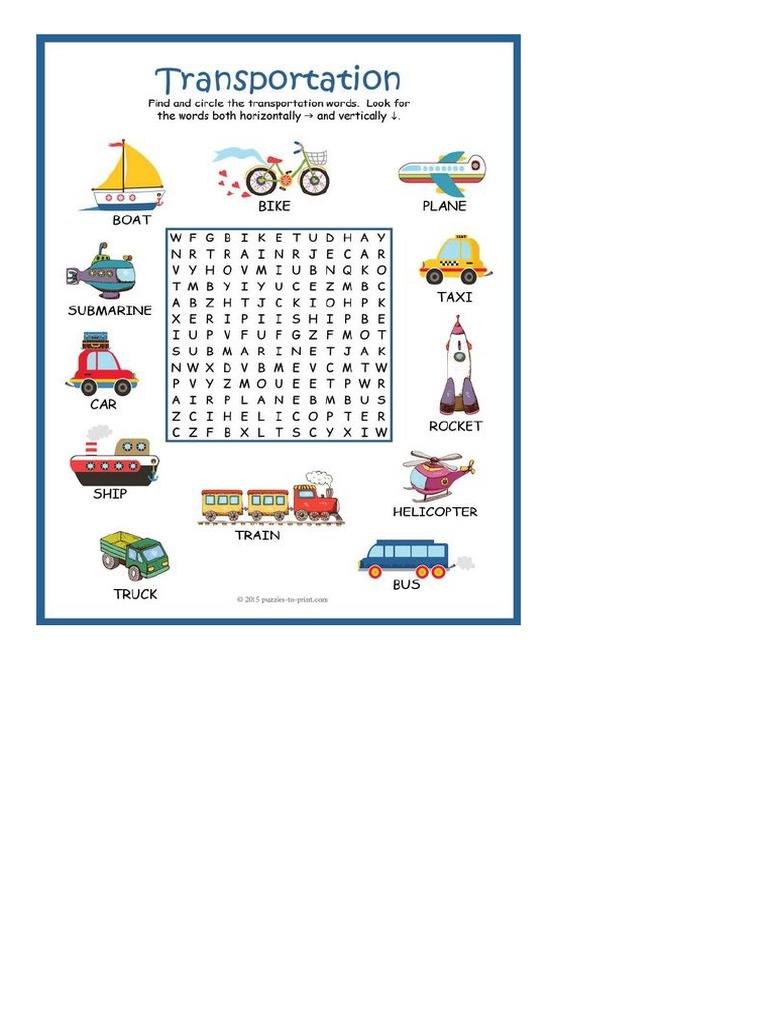 Means of Transport Wordsearch | PDF