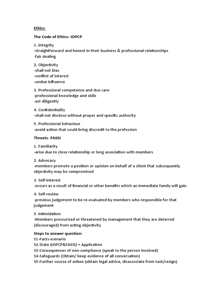 Ethics The Code of Ethics-IOPCP | PDF | International Financial ...
