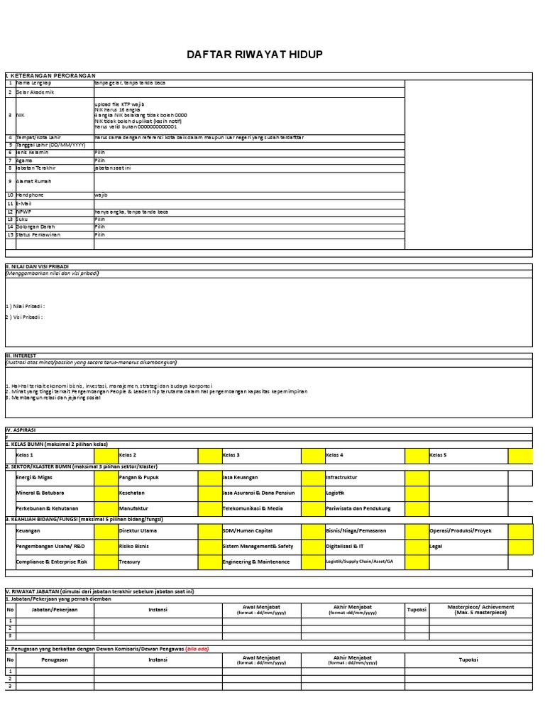 CV Standar Kosong | PDF
