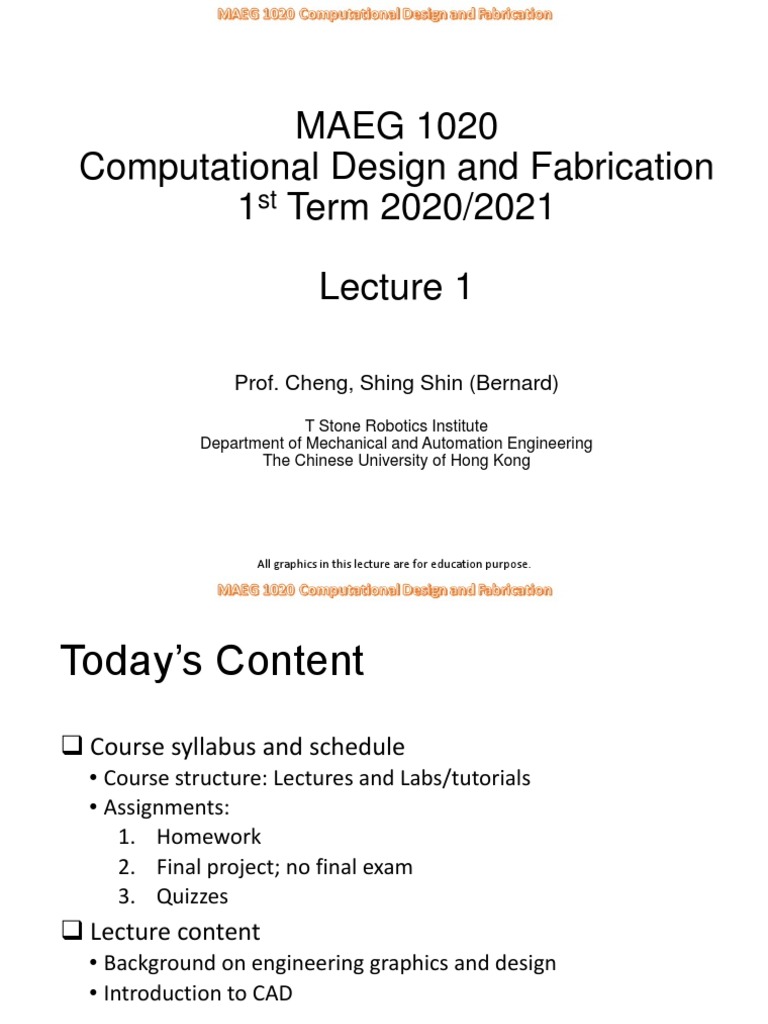 Intro to CAD for MAEG 1020 Course | PDF | Computer Aided Design | 3 D ...