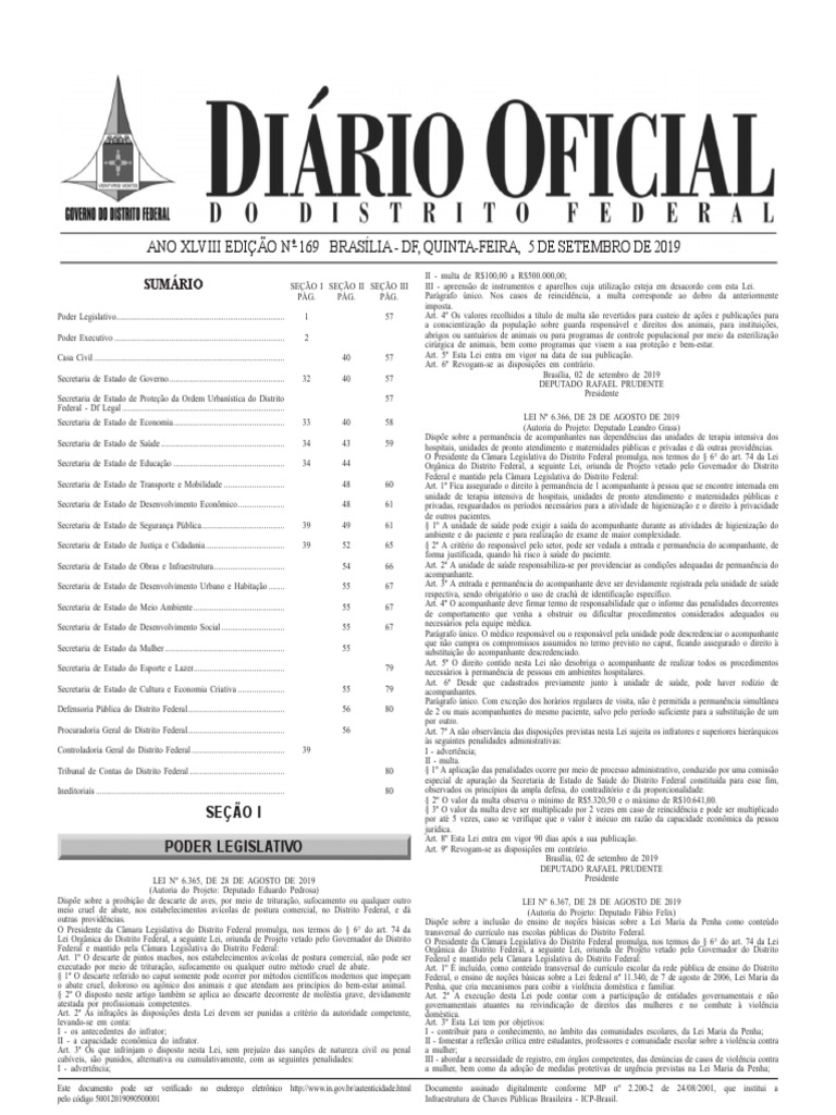 Dodf 169 05 09 2019 Integra | PDF | Kernel (sistema operacional) | Estado