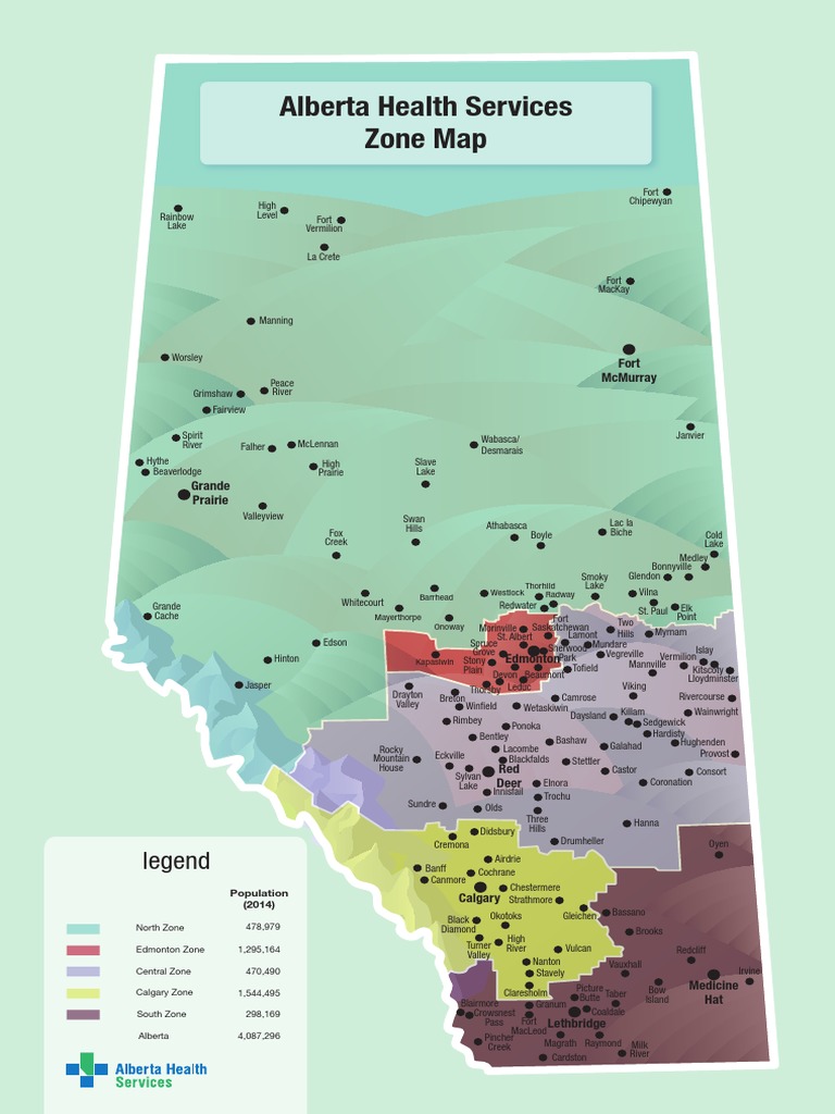 Alberta Health Services Zone Map: Legend | PDF | Alberta | Provinces ...